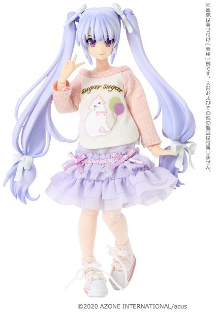 Picco Neemo Wear 1/12 Kitty Cat Raglan Shirt T-shirt Pink x White (DOL ...